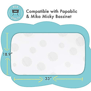 Papablic Waterproof Bassinet Fitted Sheet, 100% Jersey Knit Cotton, Compatible with Papablic & Mika Micky Bedside Sleeper