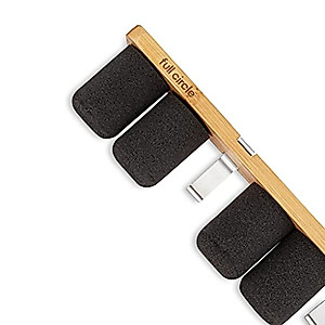 Full Circle Get A Grip Mop and Broom Organizer – Wall Mounted Storage for Kitchen or Closet – Lightweight Bamboo Hanging Broom Holder with Foam Pegs – Easy to Install Home Organization, Small