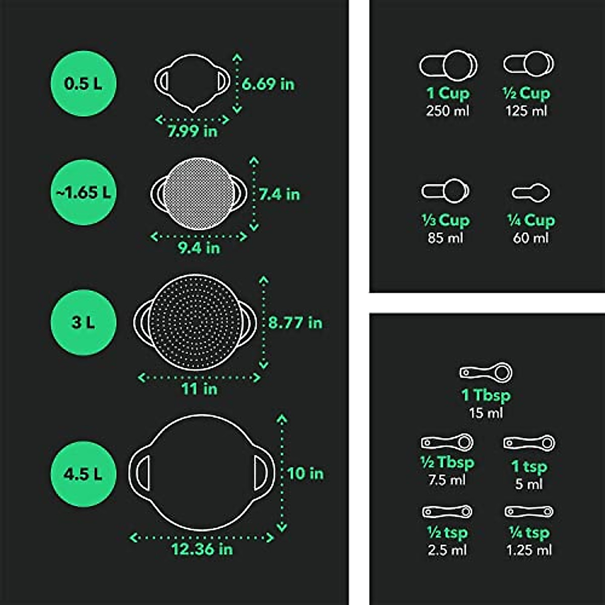 Vremi 13 Piece Mixing Bowl Set - Colorful Kitchen Bowls Colander Mesh Strainer with Handles Measuring Cups and Spoons - BPA Free Plastic Nesting Bowls with Easy Pour Spout for Baking Cooking and More
