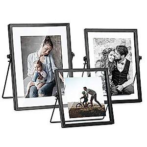 ZONYEO Set of 3 Glass Picture Frame, Collection Simple Metal Floating Frame with Glass Cover Includes 4x4, 4X 6, 5x7