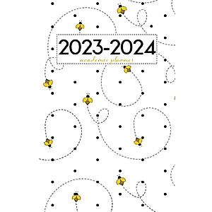 Academic Planner 2023-2024 Small | Cute Little Bumble Bees Buzzing on White: July - June | Weekly & Monthly | US Federal Holidays and Moon Phases