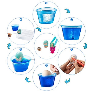 Klever Kits 40Pcs Easter Egg Dye Kit, DIY Easter Egg Decorating Kit with Dye Tablets, Egg Stands and Egg Stencils for Easter Theme Party, Creativity Activity, Egg Hunt, Easter Gift, Easter Party Favor