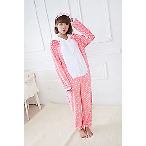 Hydrobreak Adult Onesie Pajamas Halloween Christmas Animal Costume Cosplay Unisex Flannel Sleepwear for Men Women Cat A S