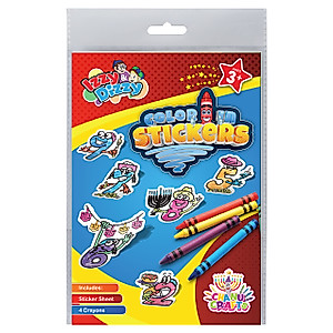 Izzy 'n' Dizzy Hanukkah Color-in Stickers Art Kit - Includes 8" x 6" board and 4 Crayons - Chanukah Arts and Crafts - Gifts and Games
