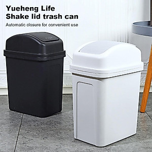 Generic 13 Gallon Kitchen Trash Can, 4 Colors Large Capacity Plastic Cream Style Trash Can with Lid, 2024 Upgraded Plastic Swing Top Trash Can with Sliding Lid, Bathroom Trash Can, White