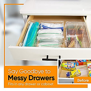 mRUB Clear Storage Bag Organizer - Ziplock Bag Organizer for Snack, Quart, Gallon & Sandwich Bags, Plastic Bag Organizer for Kitchen Drawer, Tabletop or Wall Mount, 11.4 x 11.9 Inches