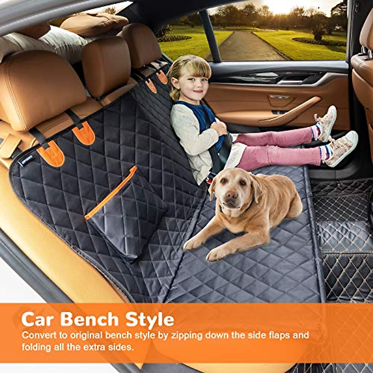URPOWER Dog Seat Cover Car Seat Cover for Pets 100%Waterproof Pet Seat Cover Hammock 600D Heavy Duty Scratch Proof Nonslip Durable Soft Pet Back Seat Covers for Cars Trucks and SUVs