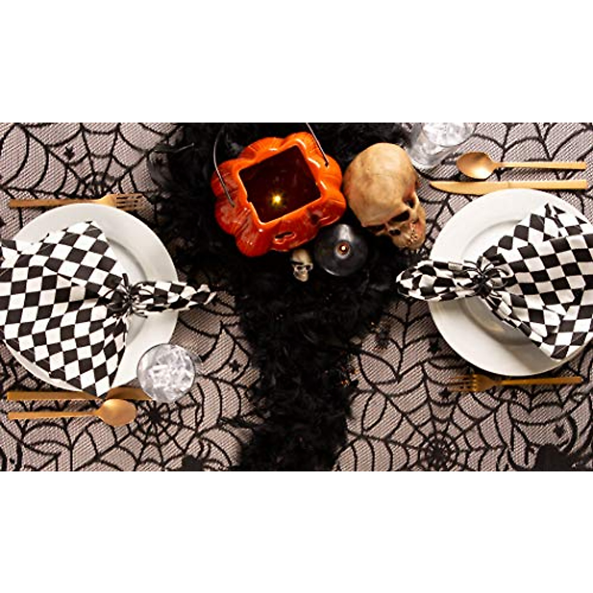 DII Black Lace Overlay Tabletop Collection Gothic Halloween Decor, Tablecloth, 54x72, Spider Web