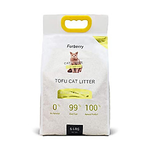 Furberry 2 Pack Natural Tofu Cat Litter Pellets Clumping Flushable Kitten Litter for Toilet Soy Cat Litter Unscented Zero Dust Low Tracking Septic Safe