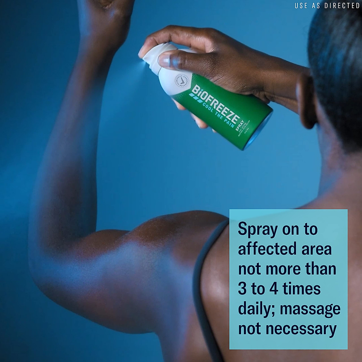 Biofreeze Menthol Pain Relieving Spray 4 FL OZ Colorless Aerosol Spray (Pack Of 12) For Pain Relief Associated With Sore Muscles, Arthritis, Simple Backaches, And Joint Pain (Packaging May Vary)