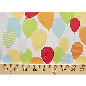 Cotton Riley Blake Surprise! Balloons Party Birthday Decoration White Cotton Fabric Print by The Yard (c3951)