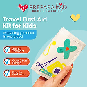 PreparaKit Travel First Aid Kit for Kids - Mini First Aid Kit for Car, Purse, Backpack, or Diaper Bag - 75 Piece Travel Medicine Kit Includes All Essential Medical Supplies - TSA-Approved (Kid Joy)