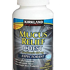 Kirkland Signature Mucus Relief Chest Guaifenesin 400 Mg Expectorant - 200 Tablets (Pack of 2, 400 Total)
