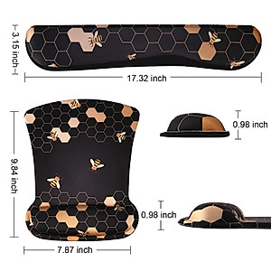 iCasso Ergonomic Mouse Pad with Wrist Rest, Keyboard Wrist Rest Mouse Wrist Rest, Made of Memory Foam, Easy Typing and Relieve Wrist Pain, Perfect for Computer Keyboard Office (A-Honeycomb)