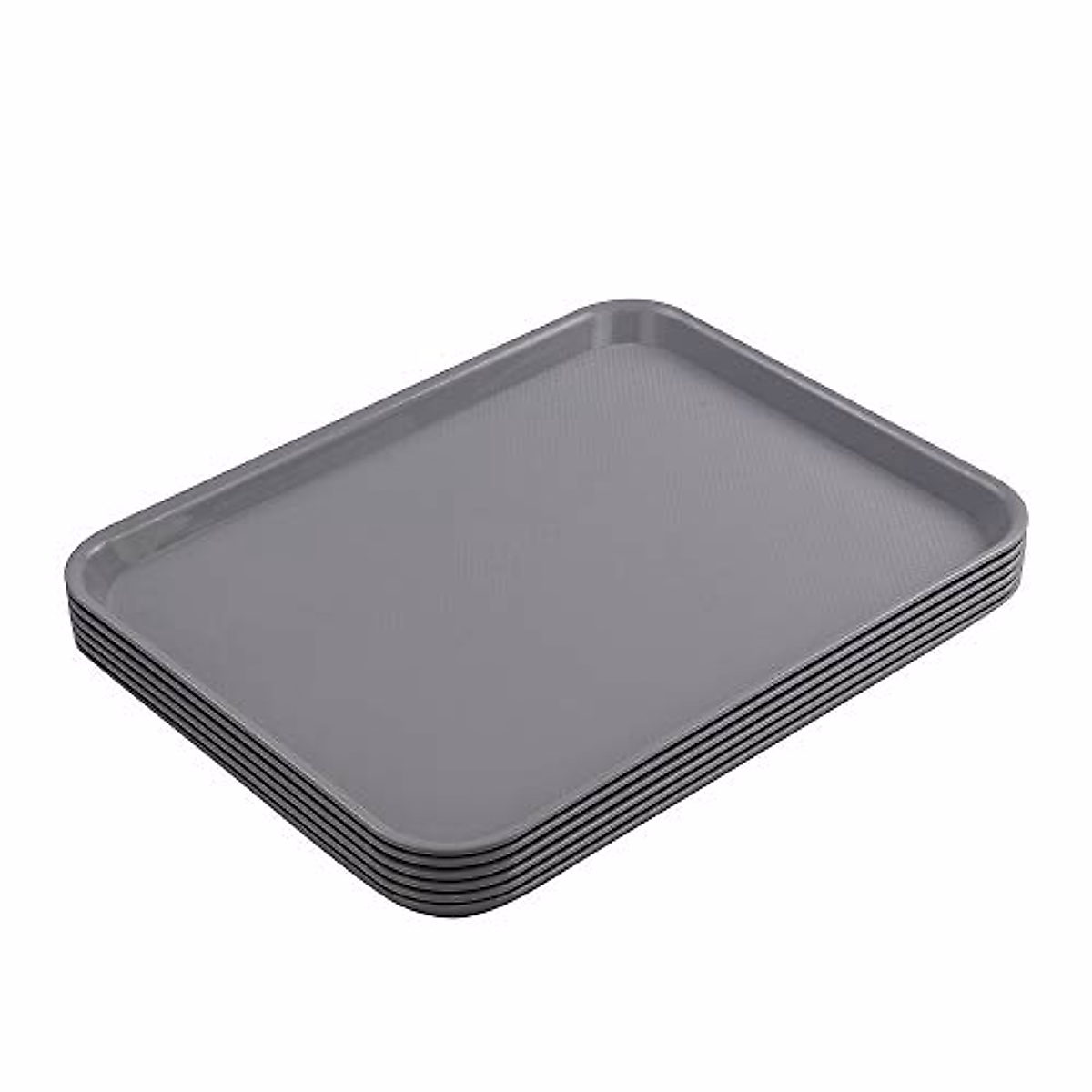 Joyeen Plastic Fast Food Serving Tray, 6 Pack Restaurant Trays, Grey