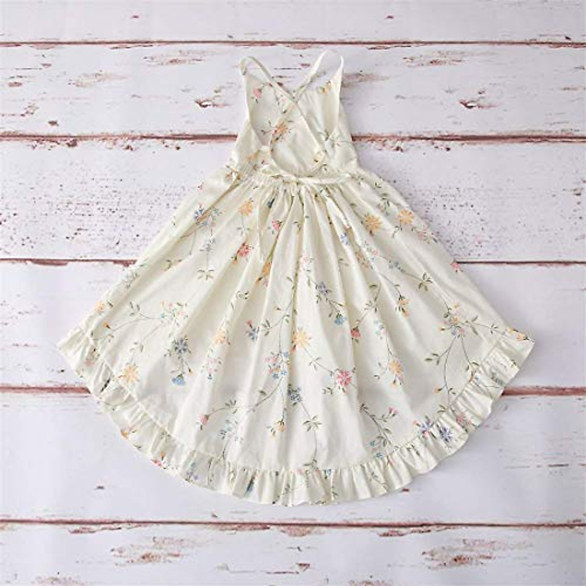 KISSOURBABY Toddler Baby Girls Summer Floral Dress Sleeveless Princess Party Casual Holiday Dress Beach Sundress(A7Beige110)