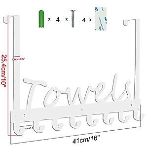 Over The Door Towel Hooks, Towel Rack Wall Mount Towel Holder for Bathroom, Kitchen, Metal Bath Organizer for Door Robe Hooks(White)