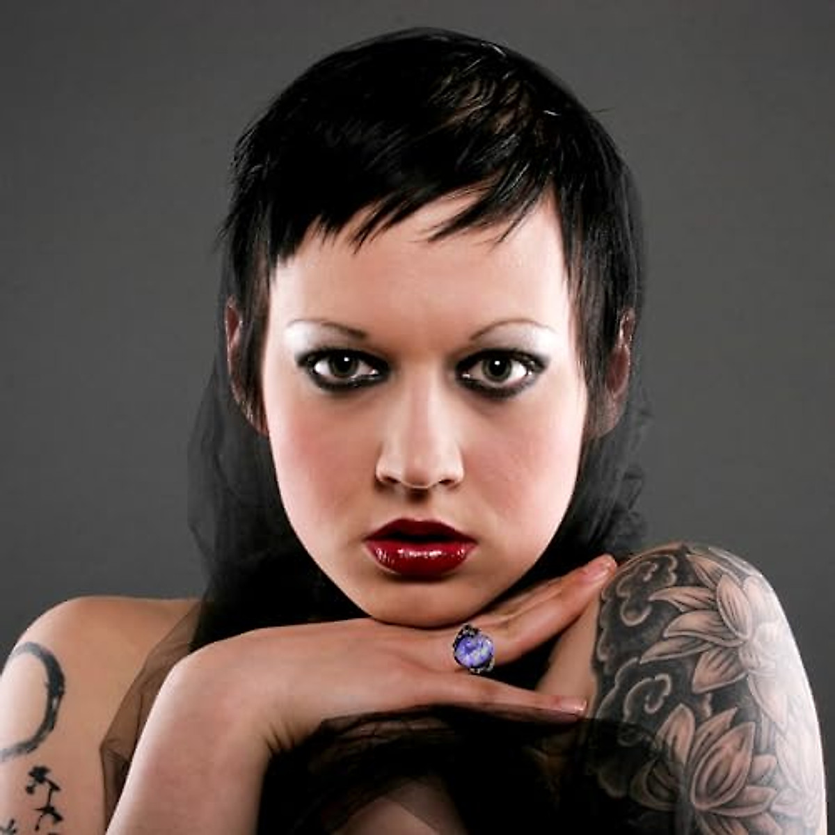 Ginger Lyne Collection Henrietta Simulated Fire Opal Ring for Women - Elven Gothic Black Plated for Engagement Promise or Statement -Tree Branch Flower Design Setting