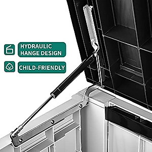 YITAHOME 120 Gallon Outdoor Storage Deck Box, Large Resin Patio Storage for Outdoor Pillows, Garden Tools and Pool Toys, Waterproof, Lockable (Black&White)