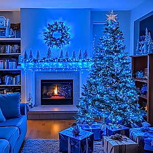 JMEXSUSS 66ft 200 LED Blue Christmas Lights Indoor Outdoor, Connectable Blue String Lights Clear Wire Plug in, 8 Modes Blue Fary Lights for Halloween Tree Party Bedroom Wall Christmas Decoration