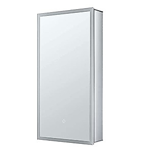 Fine Fixtures Bathroom Medicine Cabinet, Aluminum, Recessed/Surface Mount, 42" x 30", 2 Door, Mirrored w/LED