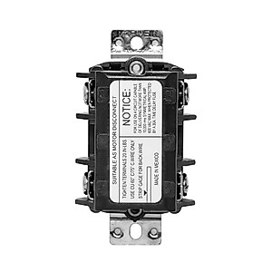 Leviton MS303-DSS 30 Amp, 600 Volt, Three-Pole, 3 Phase AC Motor Starter, Suitable as Motor Disconnect, Short Toggle, Industrial Grade, Non-Grounding, Black