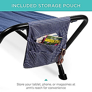 Best Choice Products Outdoor Hammock Bed with Stand for Patio, Backyard, Garden, Poolside w/Weather-Resistant Polyester, 500LB Weight Capacity, Pillow, Storage Pockets - Blue