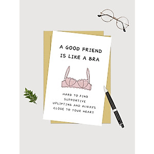 Zoytonky Funny Best Friend Birthday Card for Women, Friend Female Birthday Card for BBF Sister, “A Good Friend Is Like A Bra” Best Friend Card Friendship Card Bridesmaid Card for Her