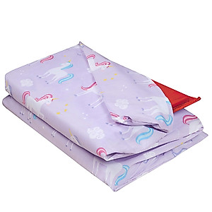 Wildkin Kids Nap Mat Cover – Soft, Sewn-in Flap, Durable & Fits 1.5"" Vinyl Sleep Mats - Unicorn