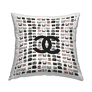 Stupell Industries Chic Fashion Brand Symbol Purses Outdoor Printed Pillow, 18 x 18, Multi-Color