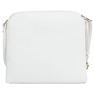 SG SUGU Lightweight Medium Crossbody Bag Shoulder Bag with Tassel and Zipper Pocket (White)