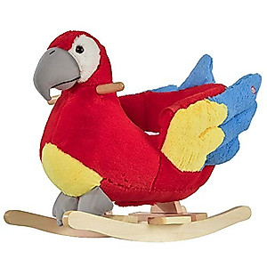 Qaba Kids Ride-On Rocking Horse Toy Parrot Style Rocker with Fun Music & Soft Plush Fabric for Children 18-36 Months