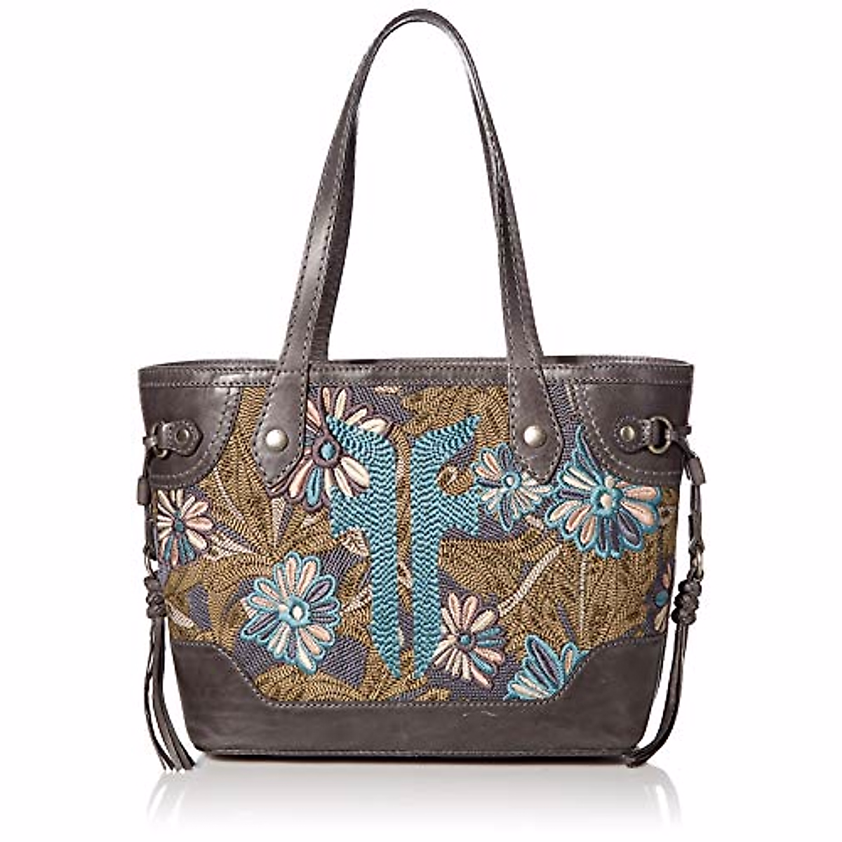 Frye womens Melissa Embroidery Carryall Tote, Carbon Multi, One Size US
