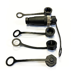 5Pcs M12 Connector Dust Cover for Male Connector, M12 Plastic Protective Cap M12 Black Bolt Covers Screw Caps Assortment Kit for Panel-Mount Sockets