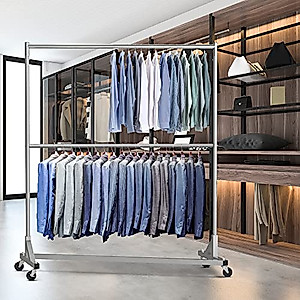 Simple Houseware Commercial Z Base Double Rod Garment Rack