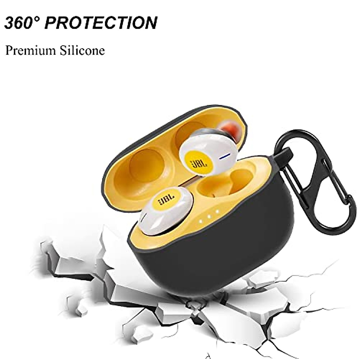 LiZHi Case for JBL Tune 125TWS/120TWS, Soft Silicone Skin Cover Anti-Scratch Protective Case with Keychain for JBL Tune 125TWS/120TWS True Wireless Headphone，Black