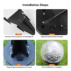 Garden Solar Lights Cracked Glass Globe Lights Outdoor Decorative Waterproof Warm White 30 LED Solar Powered In-Ground Ball Lamp for Lawn Patio Yard Pathway Birthday Halloween Party 1 Pack 3.94"