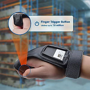 Posunitech Glove Barcode Scanner 2D GS02 Wearable Zebra SE4107 Reader IP65 Touch Scanning NFC Support Multi-Language for Warehouse, Management System,