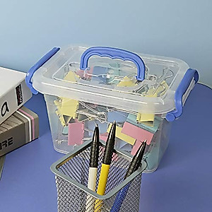 Morcte Mini Plastic Storage Bin, Clear Small Latch Box, 1.5 L, pack of 6