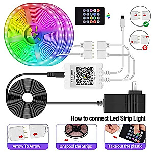 AILBTON Led Strip Lights,60ft Led Light Strip Music Sync Color Changing RGB Led Strip Built-in Mic,Bluetooth App Control LED Tape Lights with Remote,5050 RGB Rope Light Strips
