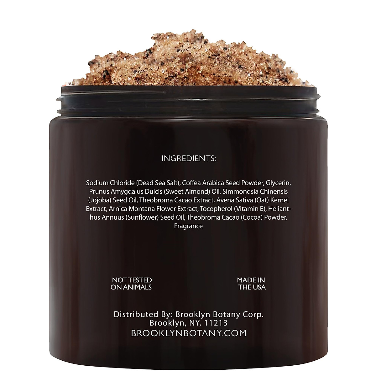 Brooklyn Botany Dead Sea Salt and Arabica Coffee Body Scrub 10 oz - Moisturizing and Exfoliating Body, Face, Hand, Foot Scrub - Fights Stretch Marks, Fine Lines, Wrinkles - Great Gifts for Women & Men