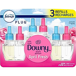 Febreze Odor-Fighting Fade Defy PLUG Air Freshener Refill, Downy April Fresh, (3) .87 fl. oz. Oil Refills