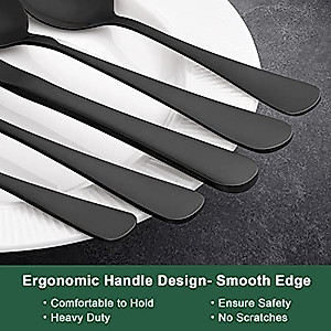 20 Pieces Black Silverware Set, AIKWI Stainless Steel Cutlery Flatware Set, Kitchen Tableware Utensils Set with Knife Spoon Fork, Dishwasher Safe & Mirror Polished- Ideal for Home Party Wedding