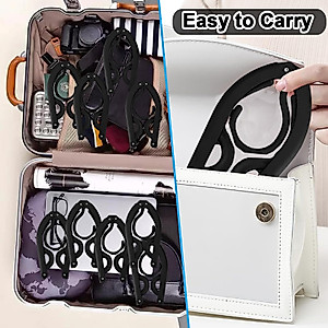 exinddea 12 PCS Travel Hangers,Portable Folding Clothes Hangers Travel Accessories,Foldable Clothes Drying Rack for Travel,Travel Clothes Hangers with Clotheslines,Black Non Slip Clothing Hangers