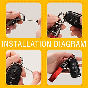 OFBAND Carbon Fiber Keychain,Heavy Duty Metal Car Keys Keychain with 360°Rotatable Lock & Anti-Lost D Ring,Keychains for Women&Man (Blue)