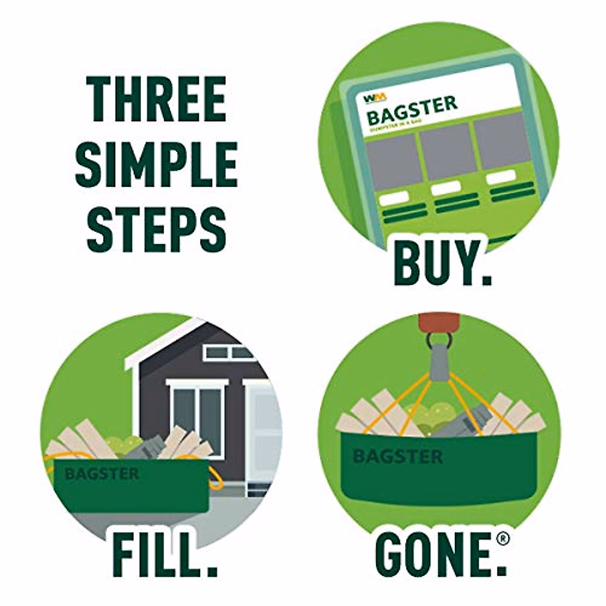 BAGSTER 3CUYD Dumpster in a Bag holds up to 3,300 lb, Green