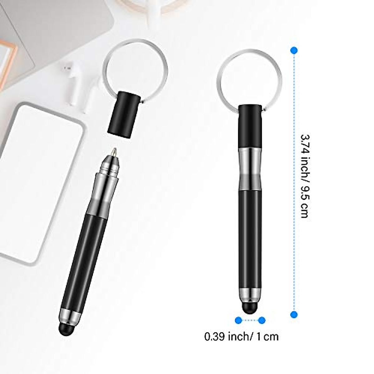 Outus 4 Pieces Mini Stylus Pen with Keyring Loop 3-in-1 Accessory Bullet Capacitive Stylus Pen Keychain Stylus Tablet Pen Touchscreen Stylus Pen