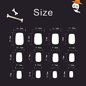 Halloween Press on Nails Glossy Medium Square Fake Nails Black White Spider Web Cartoon Eyeball False Nails Day of the Dead Full Cover Acrylic Artificial Nails Reusable Stick on Nails Glue on Nails