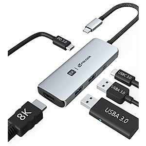 8K USB C HDMI Hub, Steam Deck Dock, USB C Adapter with 8K@30Hz, 4K@120Hz/60Hz/30Hz Ultra HDR Display, PD 100W, USB 3.0 * 2 for Steam Deck, MacBook Pro, Laptop with Thunderbolt4/3, Type C Connector
