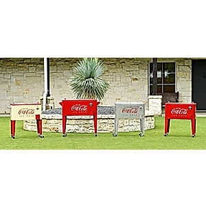 Leigh Country CP 98111 Cream and Red 60 Qt. Coca-Cola Rolling Cooler, Cream & Red